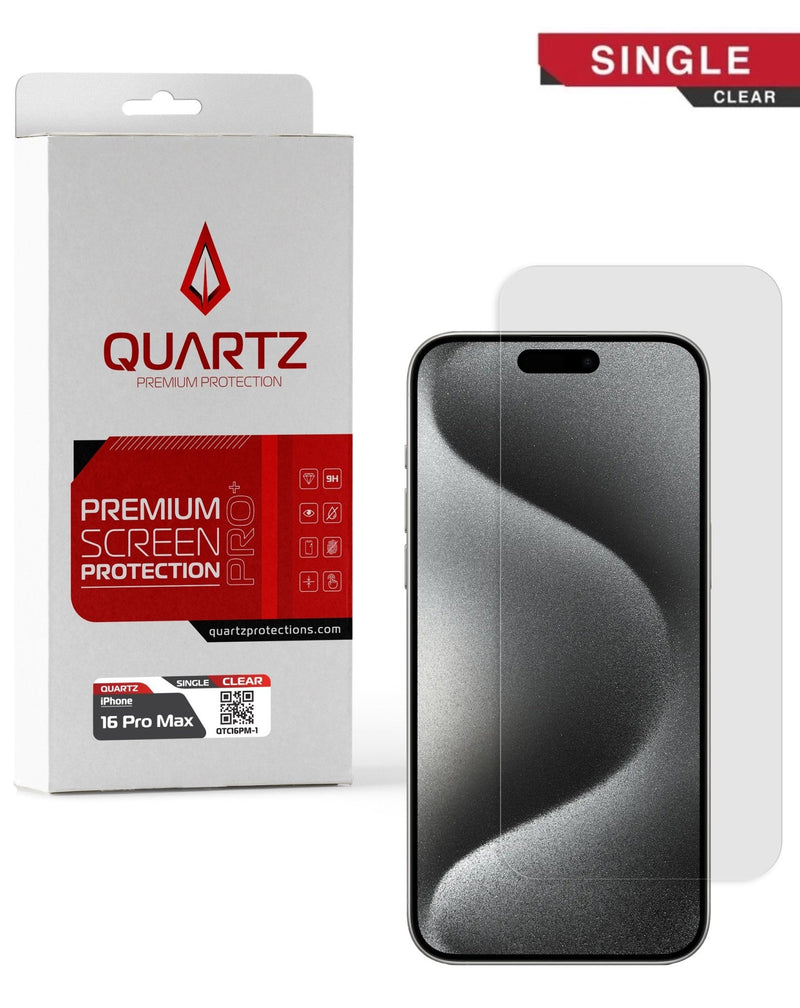 QUARTZ Clear Tempered Glass for iPhone 16 Pro Max / 17 Pro Max (Single ...